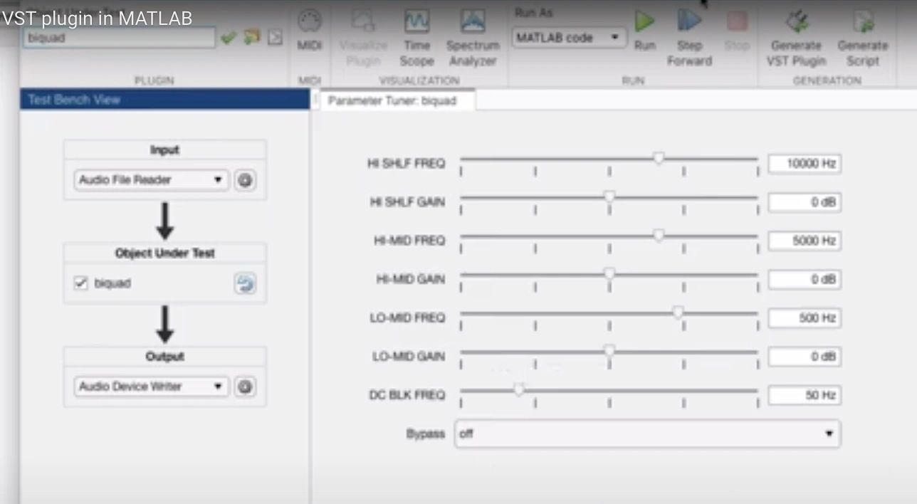 Create a VST plugin in MATLAB